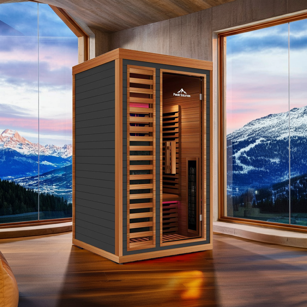 Peak Saunas Rainier 1-Person Full Spectrum Infrared Sauna with XL Medi – King Saunas